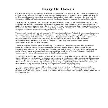Essay On Hawaii. Essay on hawaii. Hawaii essay.docx - Unit 2 Lesson 2 ...