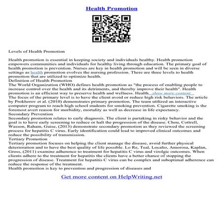 Essay On Health Promotion | PDF