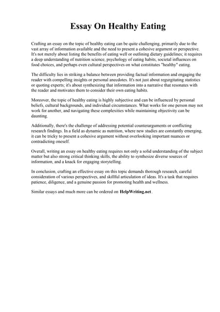 Nutrition Essay | PDF