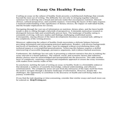 Essay On Healthy Foods | PDF