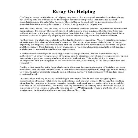 Essay On Helping | PDF