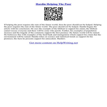 Essay On Helping Poor People | PDF