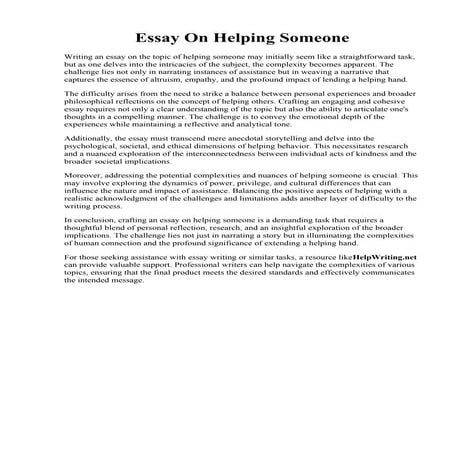 Essay On Helping Someone.pdf | Parenting | Family and Relationships