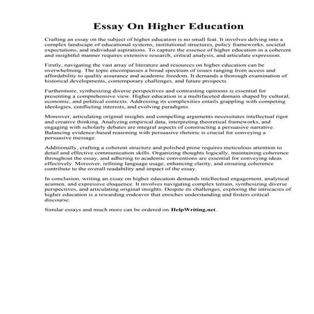 Essay On Higher Education | PDF