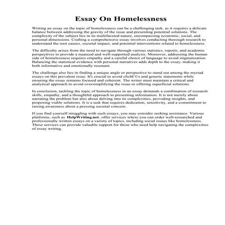 Essay On Homelessness | PDF