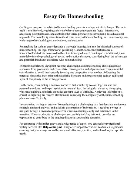 Homeschooling Persuasive Essay. University of Texas at Austin | PDF