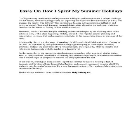 Essay On How I Spent My Summer Holidays. Wilmington University | PDF ...