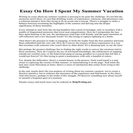 Essay On How I Spent My Summer Vacation | PDF