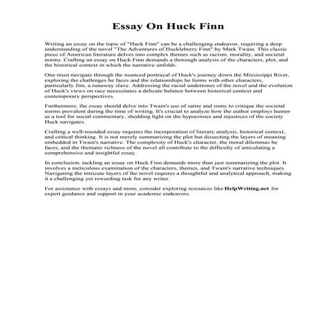 Essay On Huck Finn. University of Bridgeport | PDF