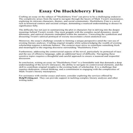 Essay On Huckleberry Finn | PDF