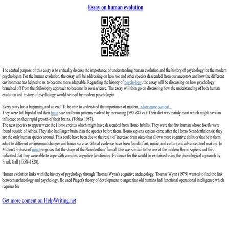 Essay On Human Evolution | PDF | Biological Sciences | Science