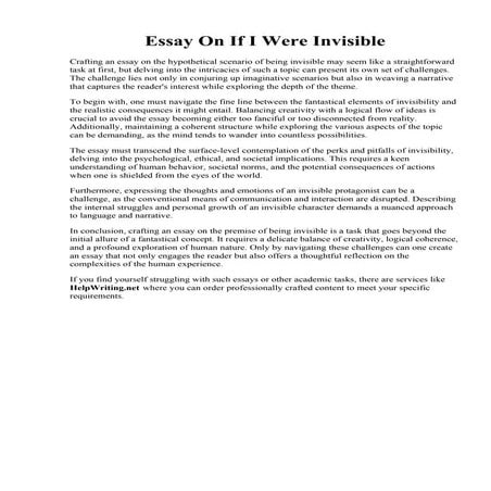 Essay On If I Were Invisible | PDF
