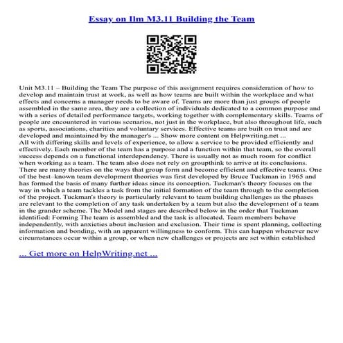Essay On Ilm M3.11 Building The Team | PDF