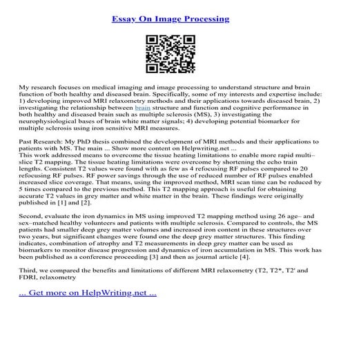 Essay On Image Processing | PDF