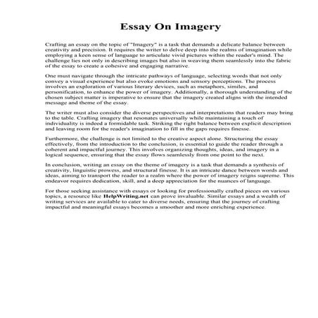 Essay On Imagery. Morehouse School of Medicine | PDF