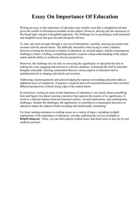Essay Importance Of Education.pdf | Education