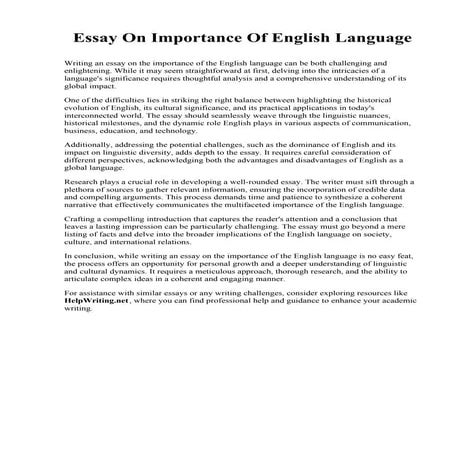Essay On Importance Of English Language | PDF