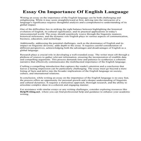Essay On Importance Of English Language. Importance of the English ...
