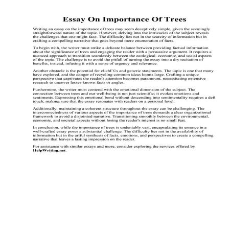 Essay On Importance Of Trees. Essay on Importance of Trees In English | PDF