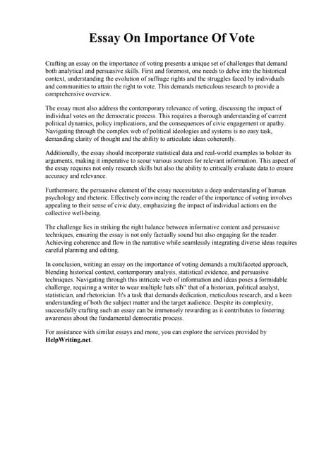 Essay On Importance Of Vote | PDF Essay On Importance Of Vote | PDF