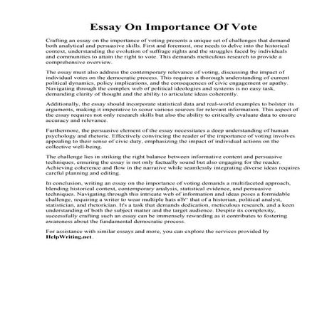 Essay On Importance Of Vote | PDF