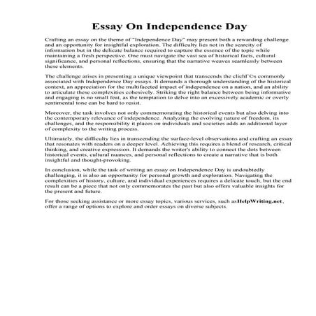 Essay On Independence Day. Celebration of the Independence Day in My ...