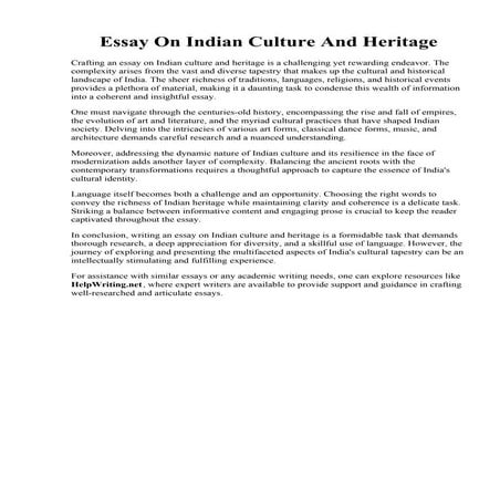 Essay On Indian Culture And Heritage | PDF