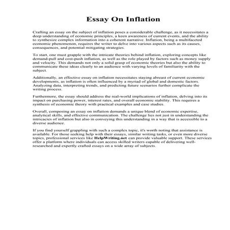 Essay On Inflation. University of Montevallo | PDF