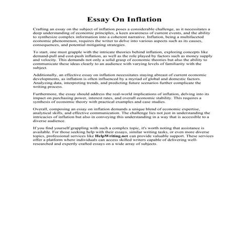 Essay On Inflation. Inflation essay - Grade: A - Discuss whether ...