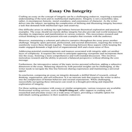 Essay On Integrity | PDF