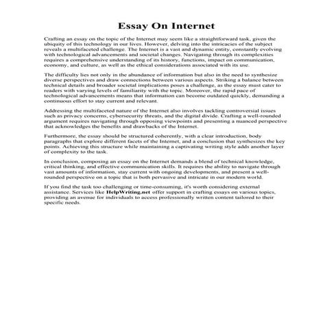 Essay On Internet. Advantages and Disadvantages of Internet Essay | PDF
