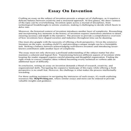 Essay On Invention | PDF
