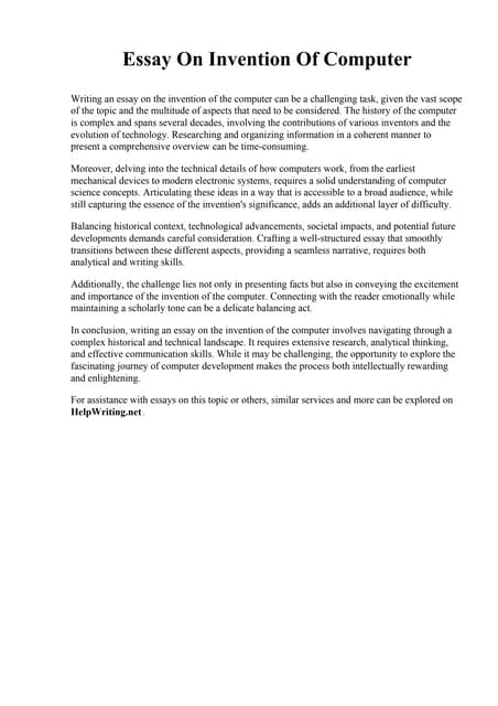 Computer History Essay.pdf | Computing | Technology & Computing