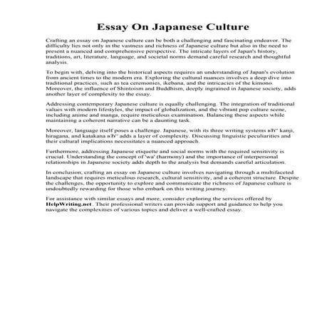 Essay On Japanese Culture | PDF