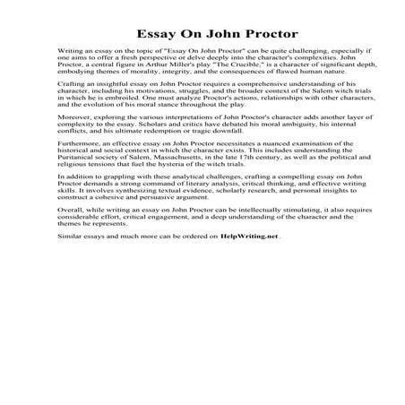 Essay On John Proctor | PDF