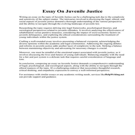Essay On Juvenile Justice | PDF