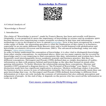 Essay On Knowledge Is Power | PDF