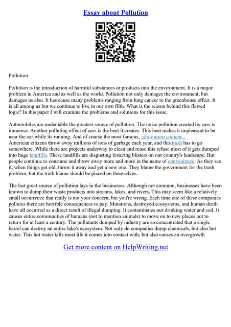 Essay On Environmental Pollution | PDF