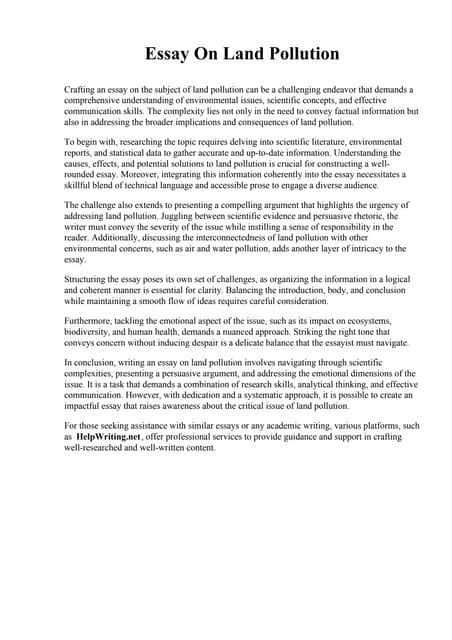 Essay About Land Pollution | PDF