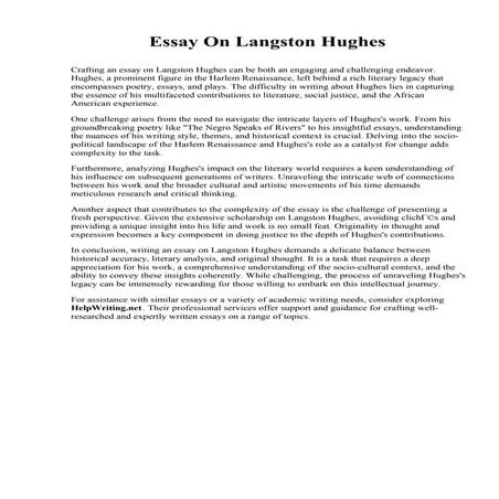 Langston Hughes Essays | PDF