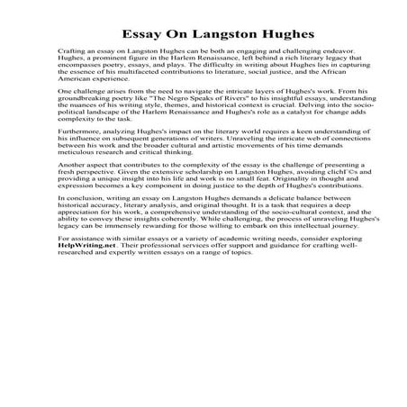 Essay On Langston Hughes | PDF | Chemistry | Science