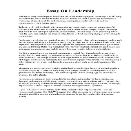 Essay On Leadership | PDF