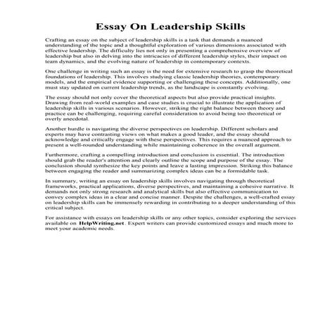 Essay On Leadership Skills. 021 Maxresdefault Short Essay On Leadership ...