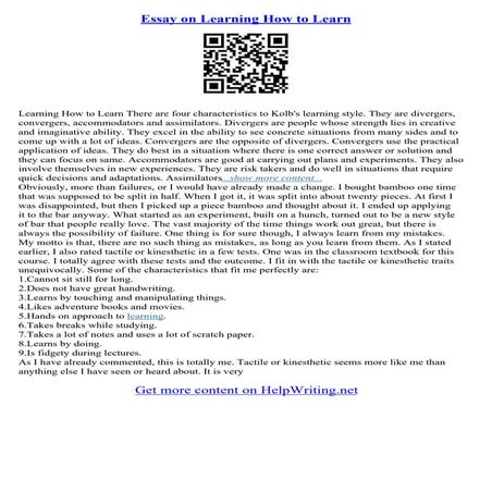 Essay On Learning | PDF