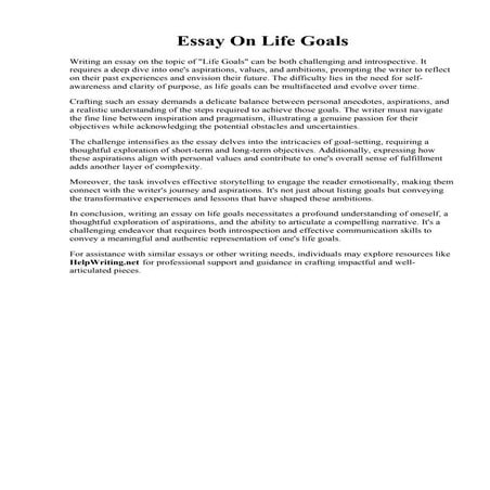 Essay On Life Goals. 002 Essay Example Goals In Life Goal Students Drop ...