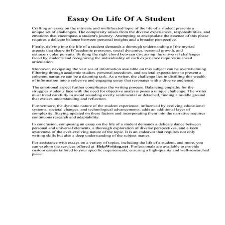 Essay On Life Of A Student. 014 Essay Example Sample For High School ...