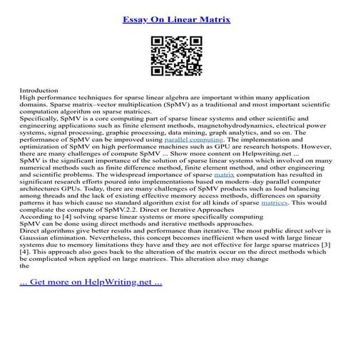 Essay On Linear Matrix | PDF