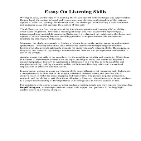 Essay On Listening Skills | PDF