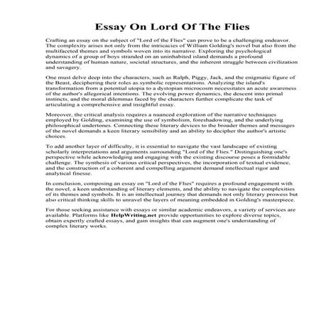 Essay On Lord Of The Flies | PDF