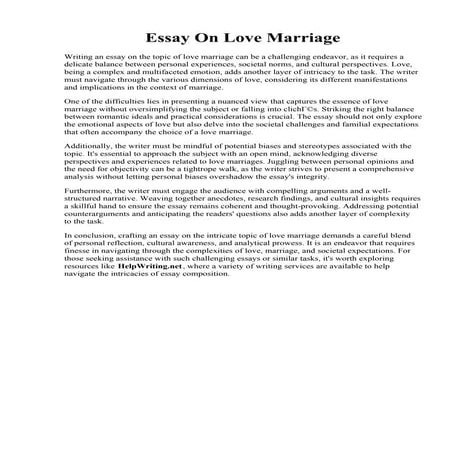 Essay On Love Marriage | PDF